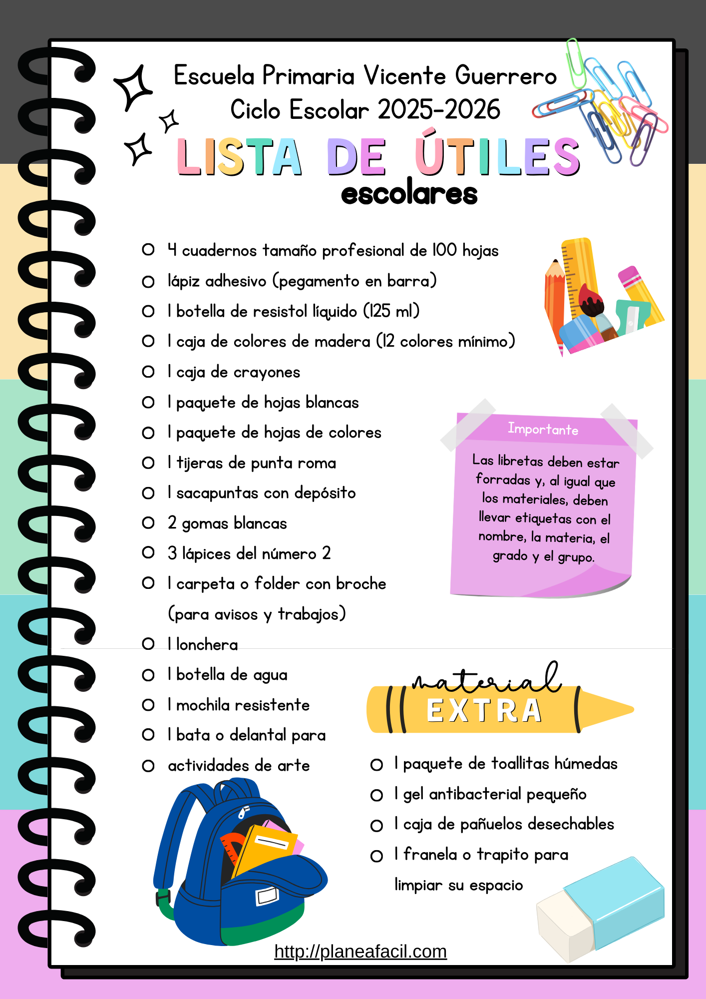 Lista de Útiles Escolares Editable – ¡Descárgala Gratis!
