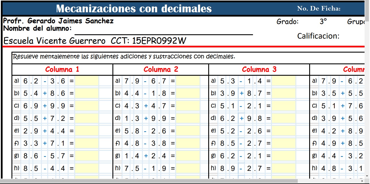 GRATIS Cuadro de Calificaciones 100% Editable en Word